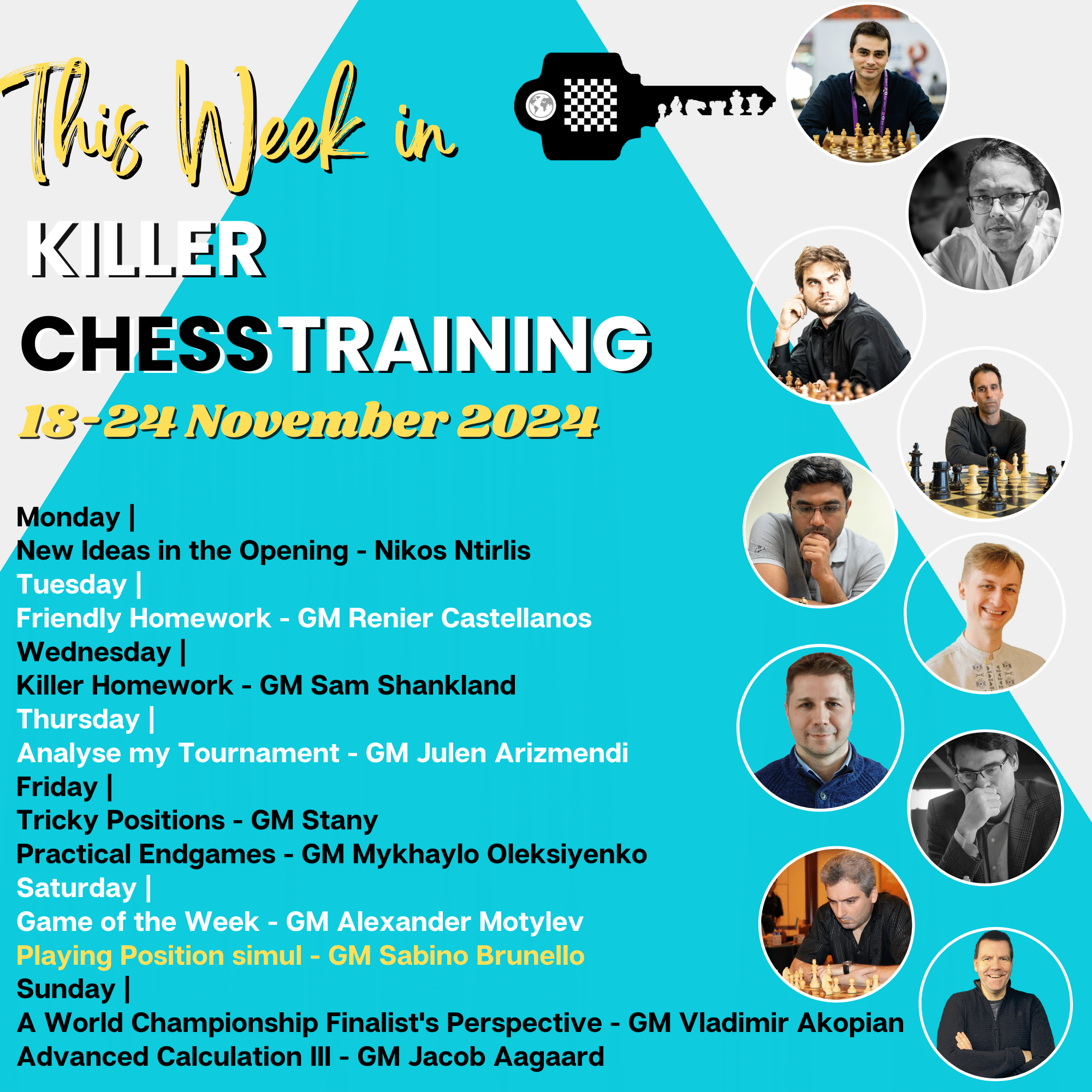 Schedule change for this Saturday - Killer Chess Training